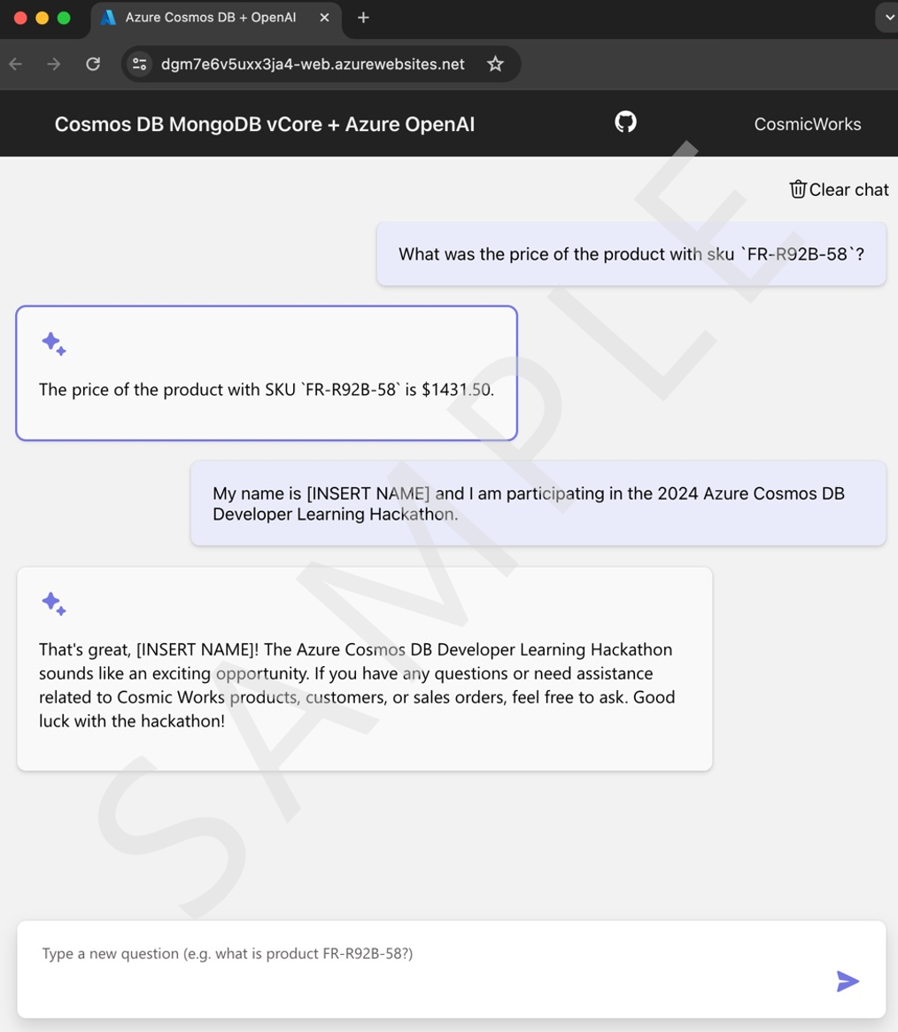 Microsoft Developers AI Learning Hackathon: Learn to build your AI apps with Azure Cosmos DB ...